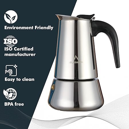 Atlasware Stainless Steel Coffee Maker (Size-4 Cup)