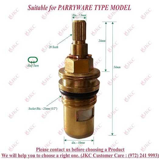 Dealsplant Parrywar Type Tap Spindle Brass Half Inch for Parryware Tap