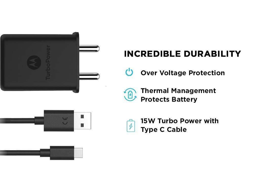 Motorola TurboPower 15W Wall Charger with Type C Data Cable (Original,